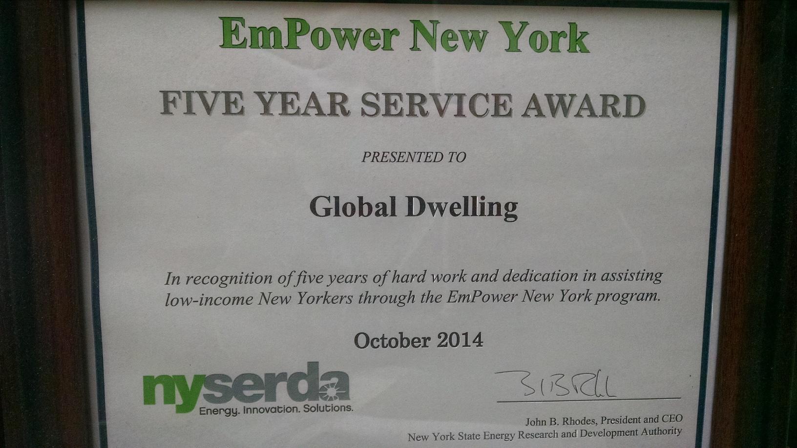 EmPower New York Five Year Service Award