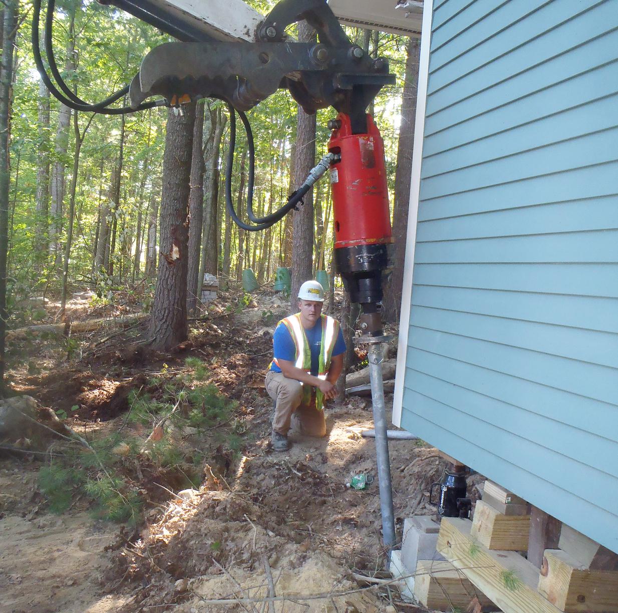 Foundation Repair - EZ Post Piers Londonderry, NH - EZ Post Install Day 1