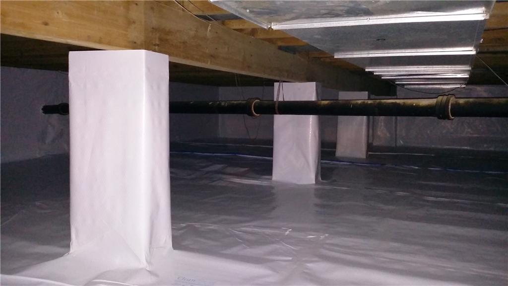 Crawl Space Repair - East Lansing Crawl Space Waterproofed - Columns ...