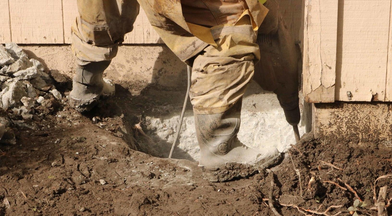 Foundation Repair - San Jose Push Pier Installation - Cutting Into The ...