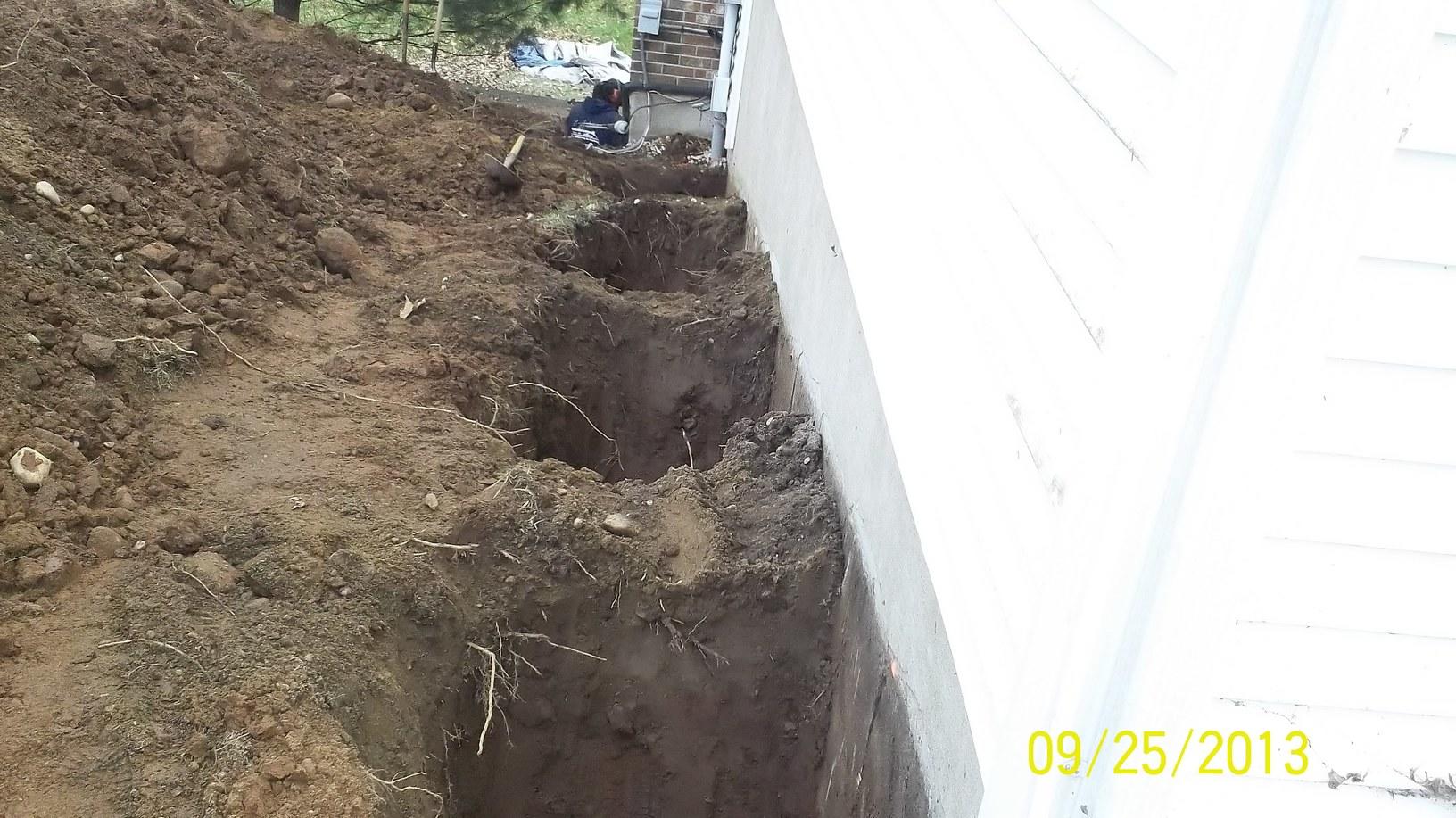 Foundation Repair - Push Piers in Farmington, CT - Open Excavation