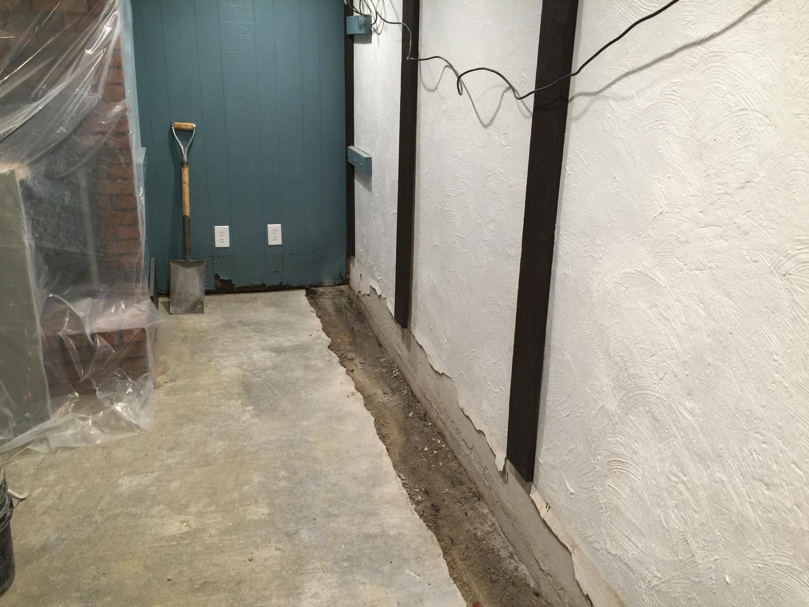 Basement Waterproofing - Wet Basement Granite City IL - Open Trench