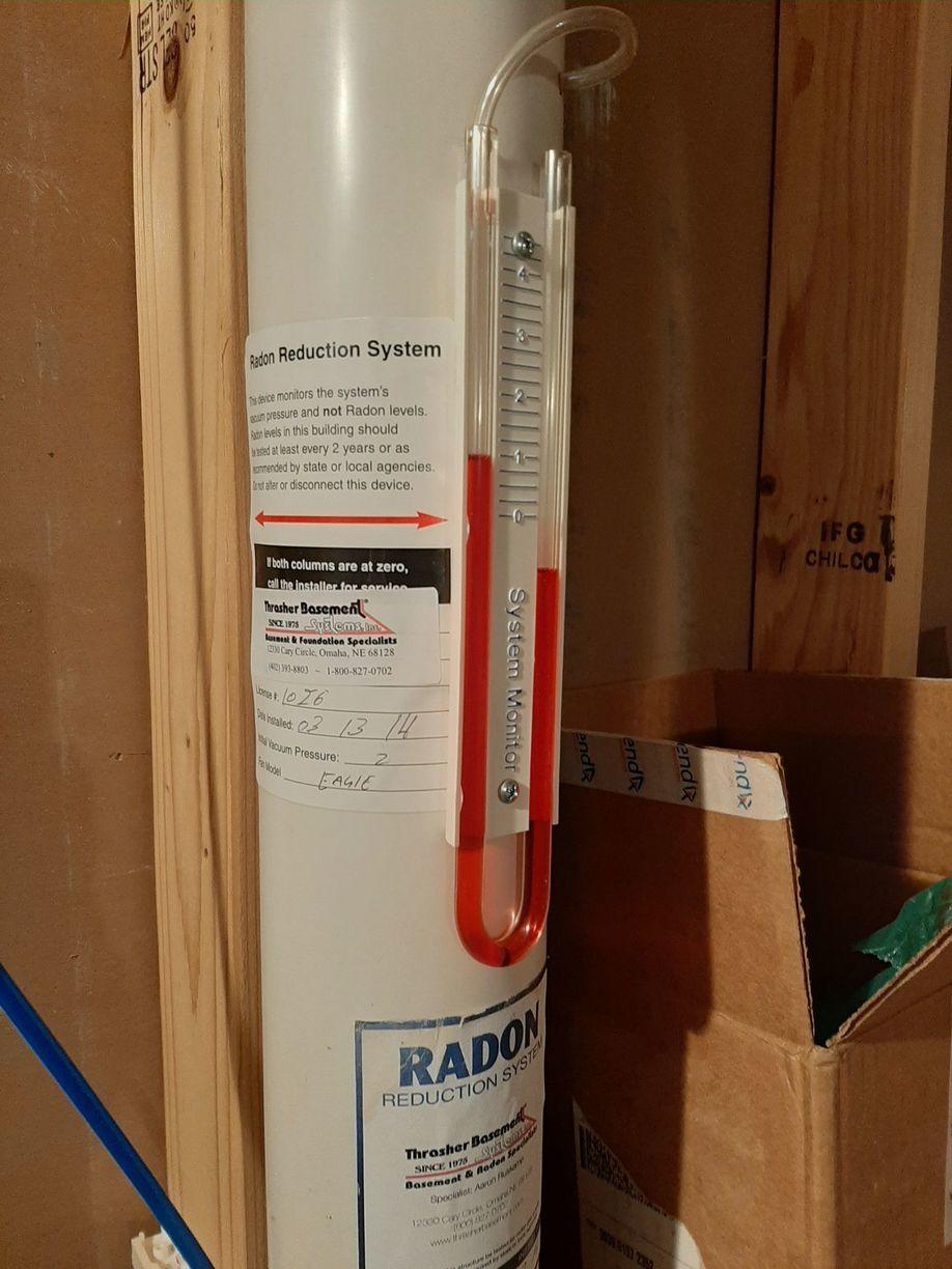 Radon Defense Midwest - Radon Mitigation System - Manometer of a ...