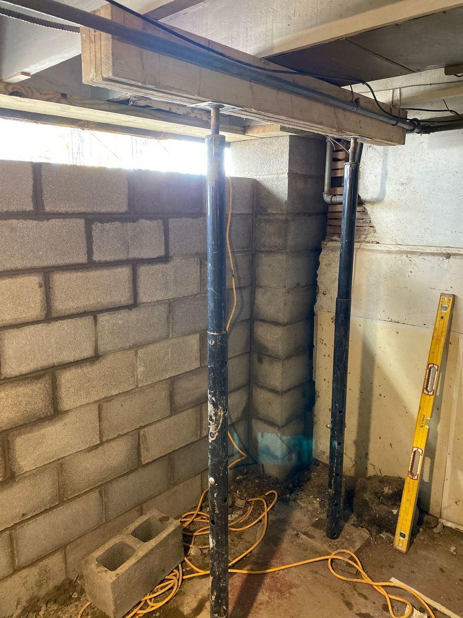 Foundation Repair - Full Wall Replacement in Buffalo, NY - Temporary Posts