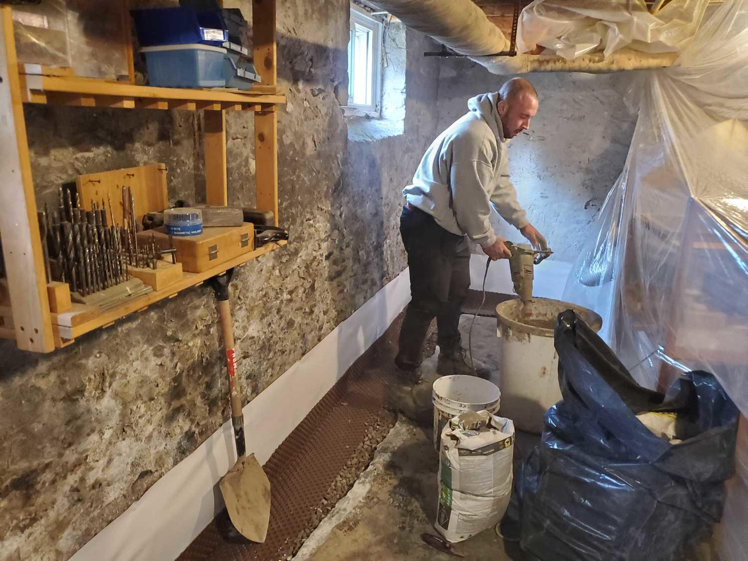 Basement Waterproofing - Waterproofing Old stone foundation in ...
