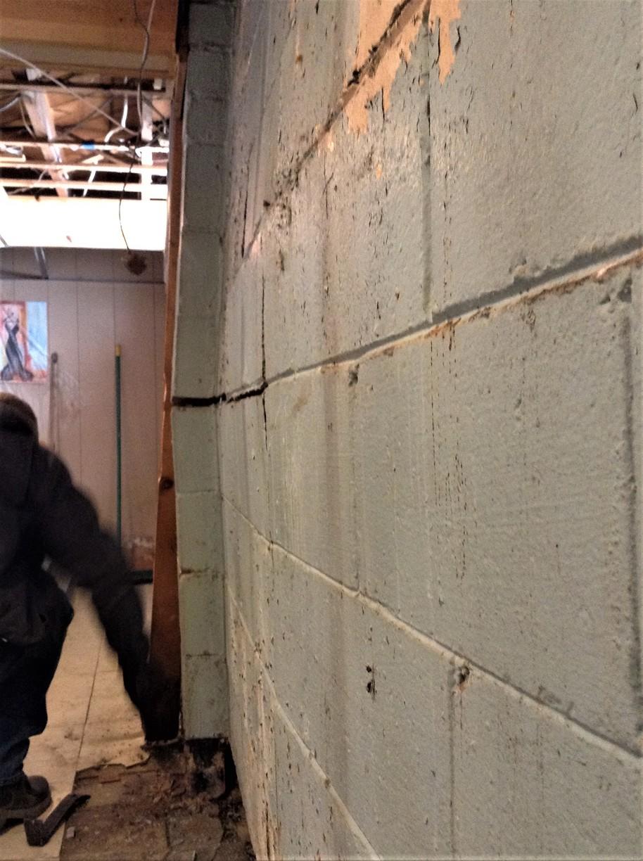 Foundation Repair - Bowing & Sheared Foundation Wall Repaired in ...