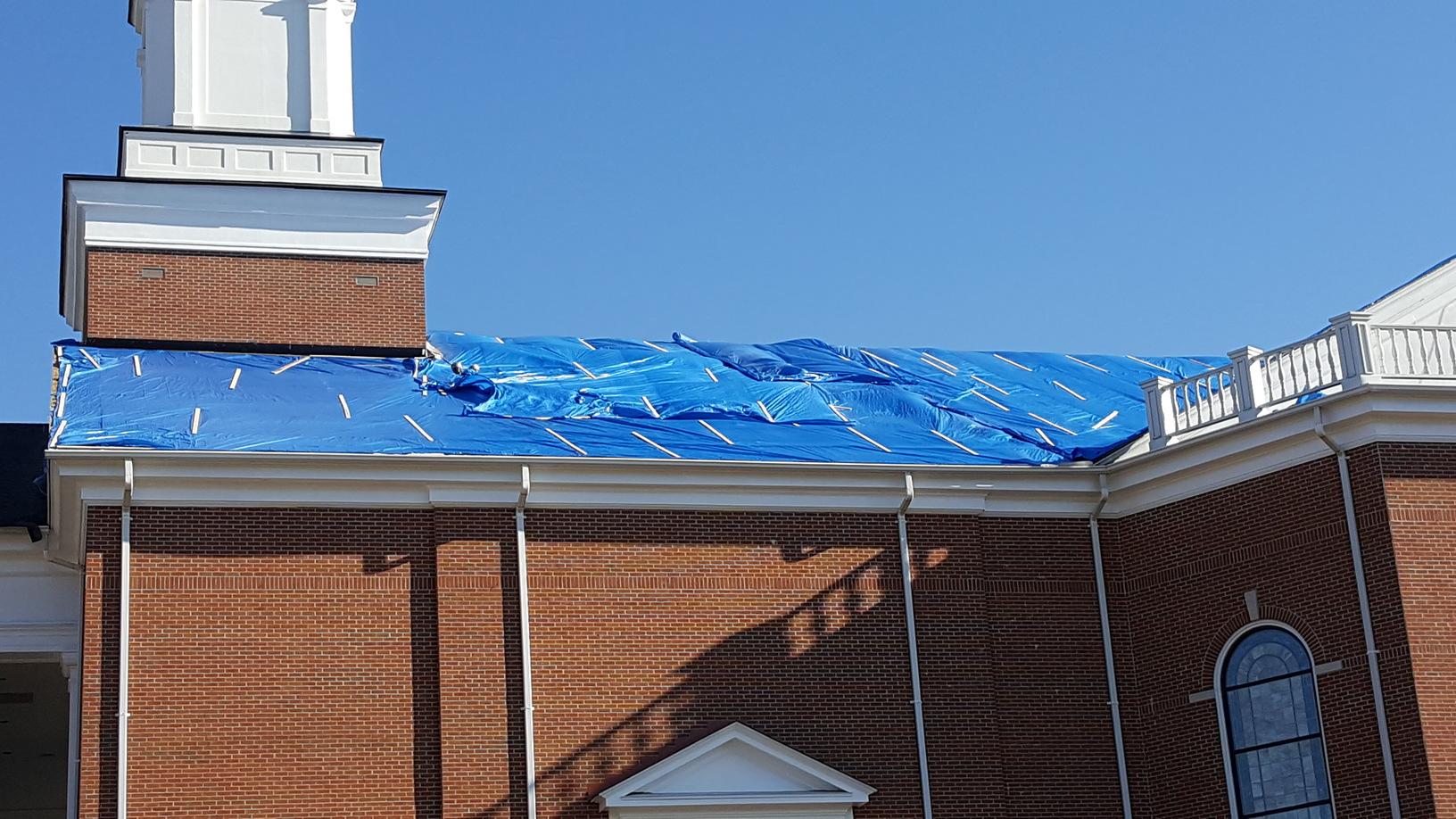Concord Baptist Church Roof Replacement - Roof tarped
